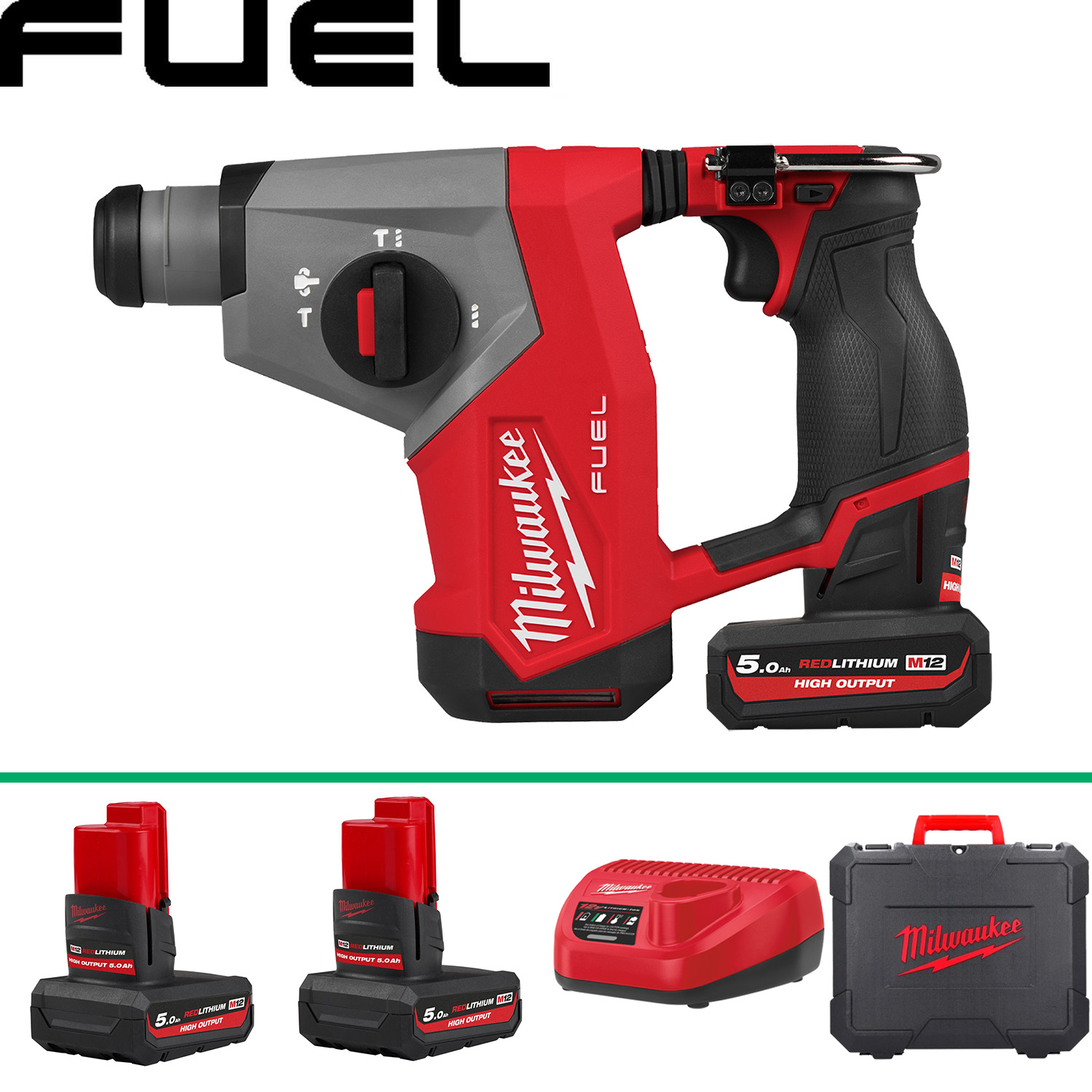 Milwaukee M12CH 12V Fuel SDS Hammer Drill c w 2 x 4.0Ah Batt Protrade