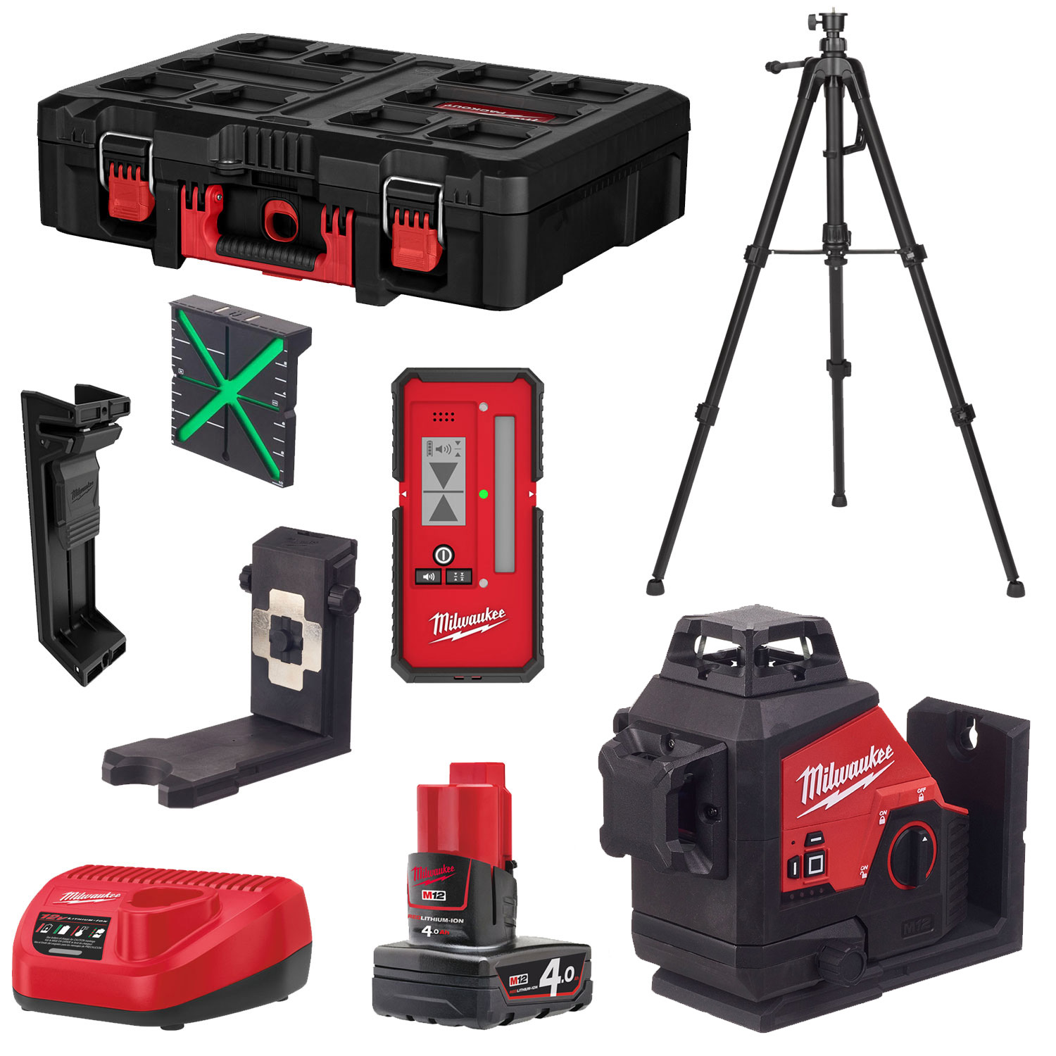 Milwaukee L4CLL Rechargeable Green Cross Line Laser Level - Protrade Milwaukee L4CLL Rechargeable Green Cross Line Laser Level - Protrade